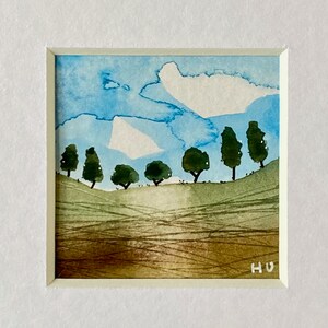 Tiny Original Watercolour Trees Landscape Painting, Unique Miniature ...