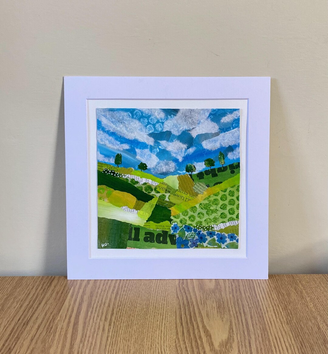 Original Collage Trees Abstract Landscape Painting, Handmade Paper ...