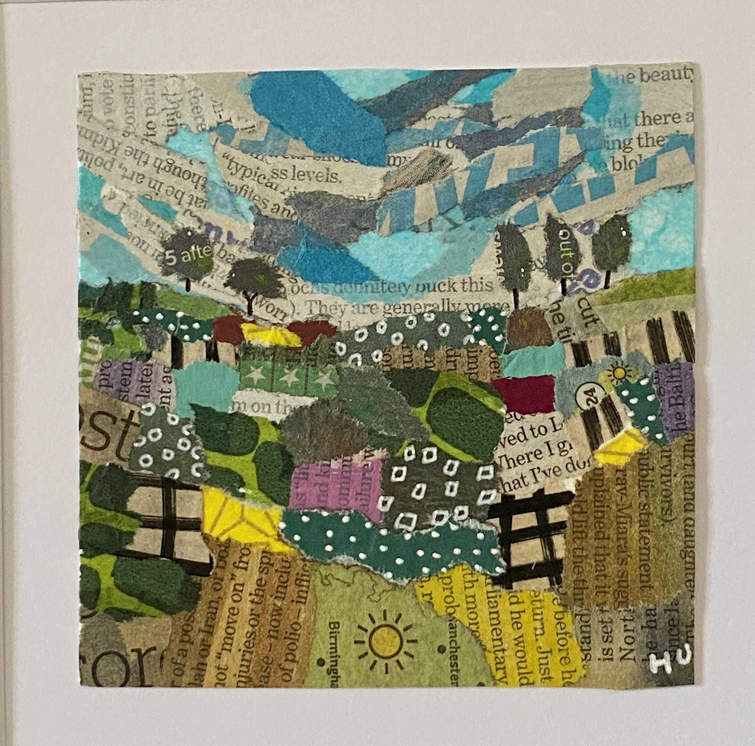 Collage Abstract Landscape Painting, Small Original Paper Collage ...