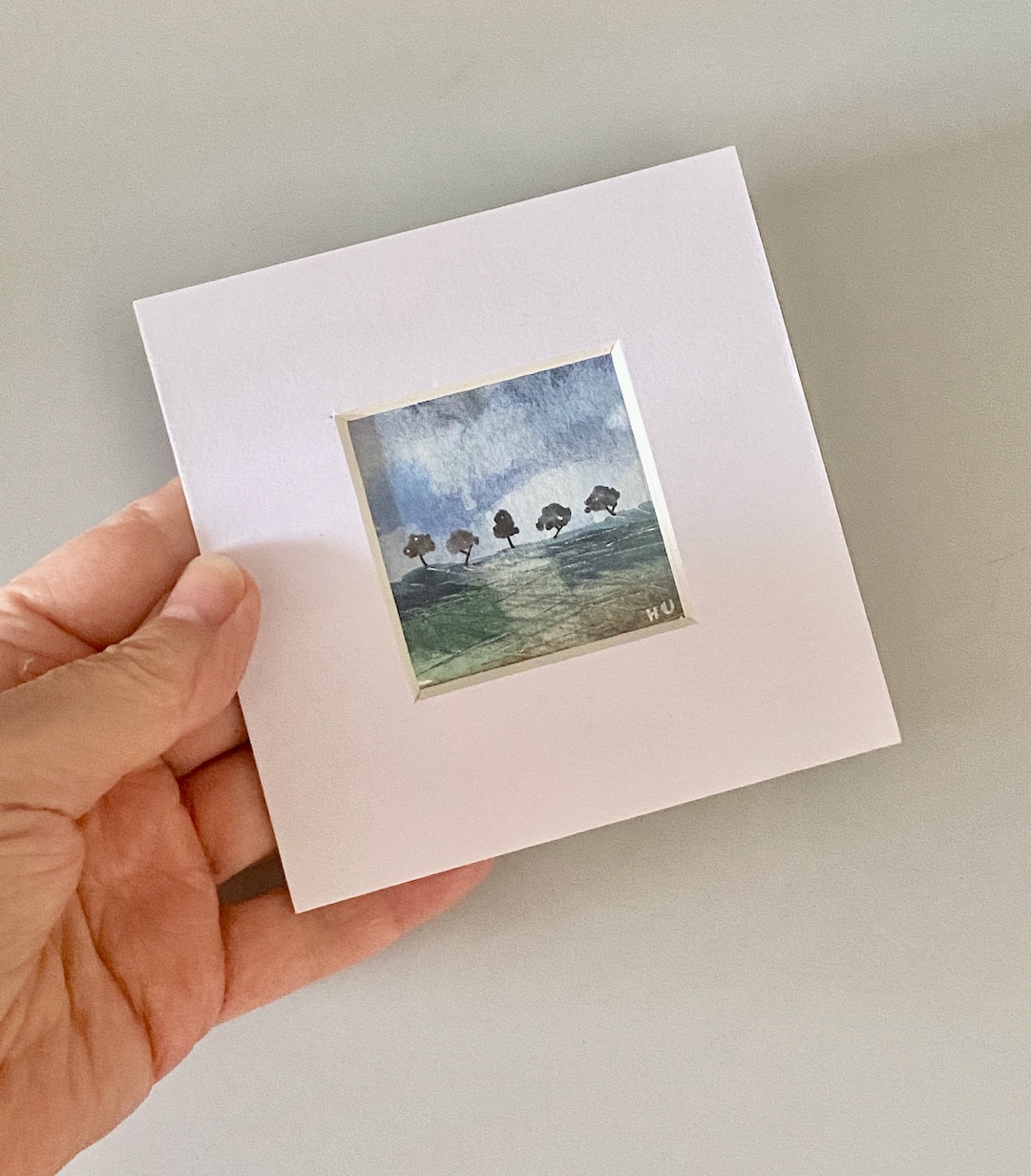 Miniature Watercolour Trees Landscape Painting, Tiny Original ...