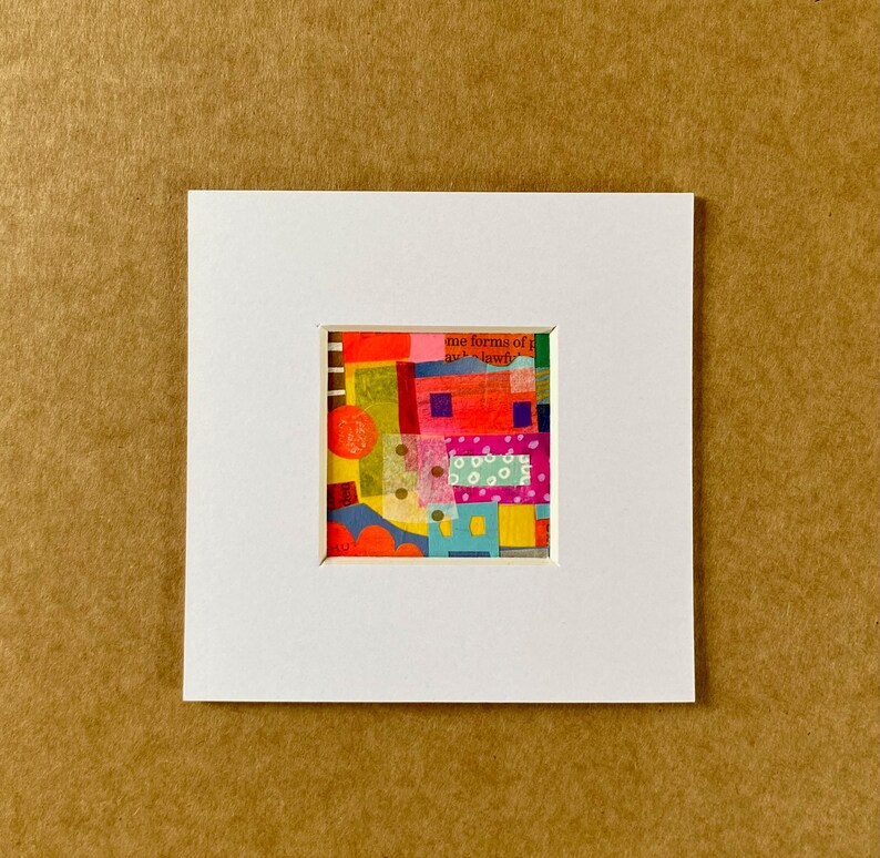 Colourful Miniature Collage Abstract Wall Art, Tiny Original Modern ...