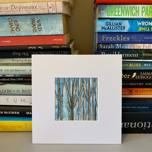 Original Blue Paper Collage Trees Wall Art, Unique Small Abstract Trees ...