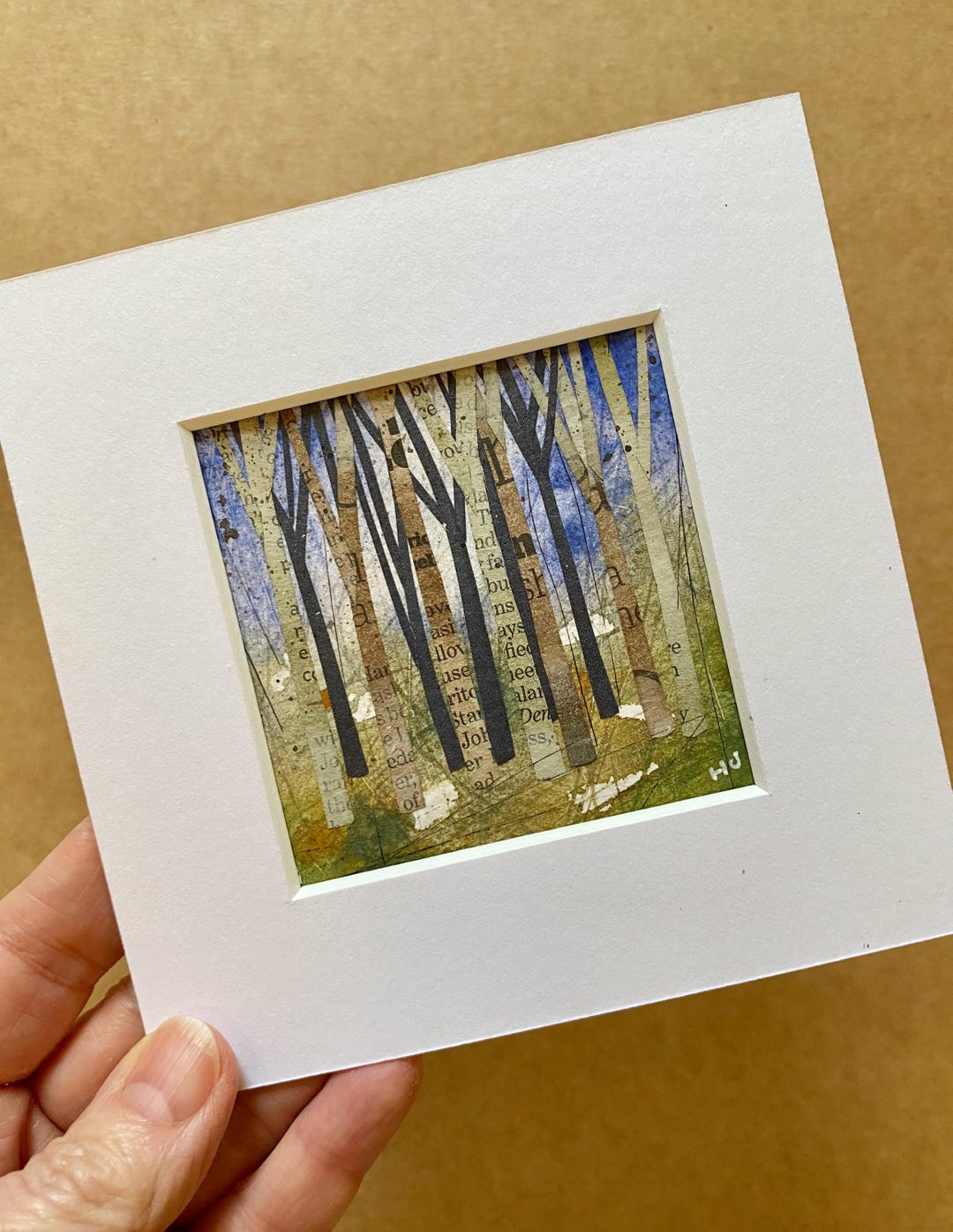 Original Collage Trees Wall Art, Small Handmade Countryside Art, Earthy ...