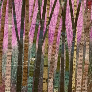 Handmade Paper Collage Trees Painting: Pink Woodland Wall Art. - Etsy