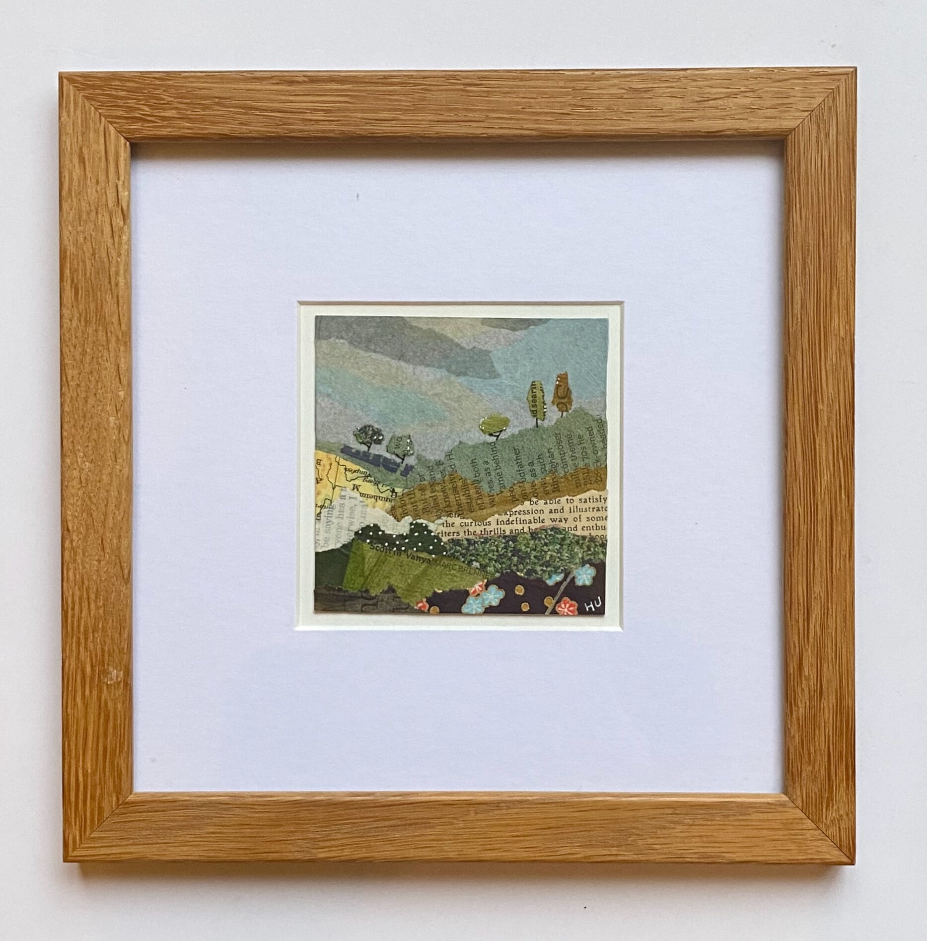 Original Collage Landscape Painting, Countryside Wall Art, Paper ...