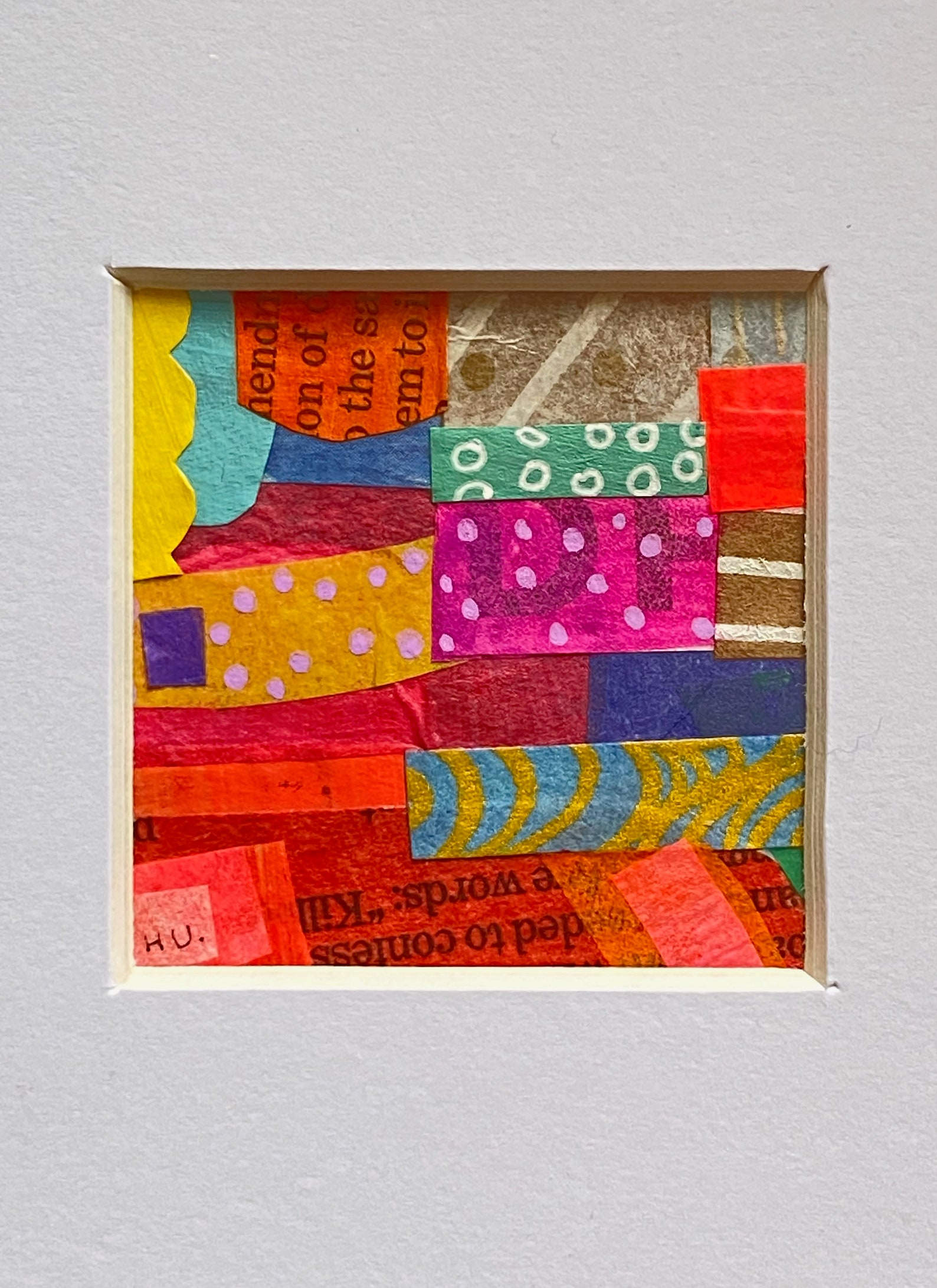 Tiny Original Collage Abstract Painting, Miniature Colourful Wall Art ...