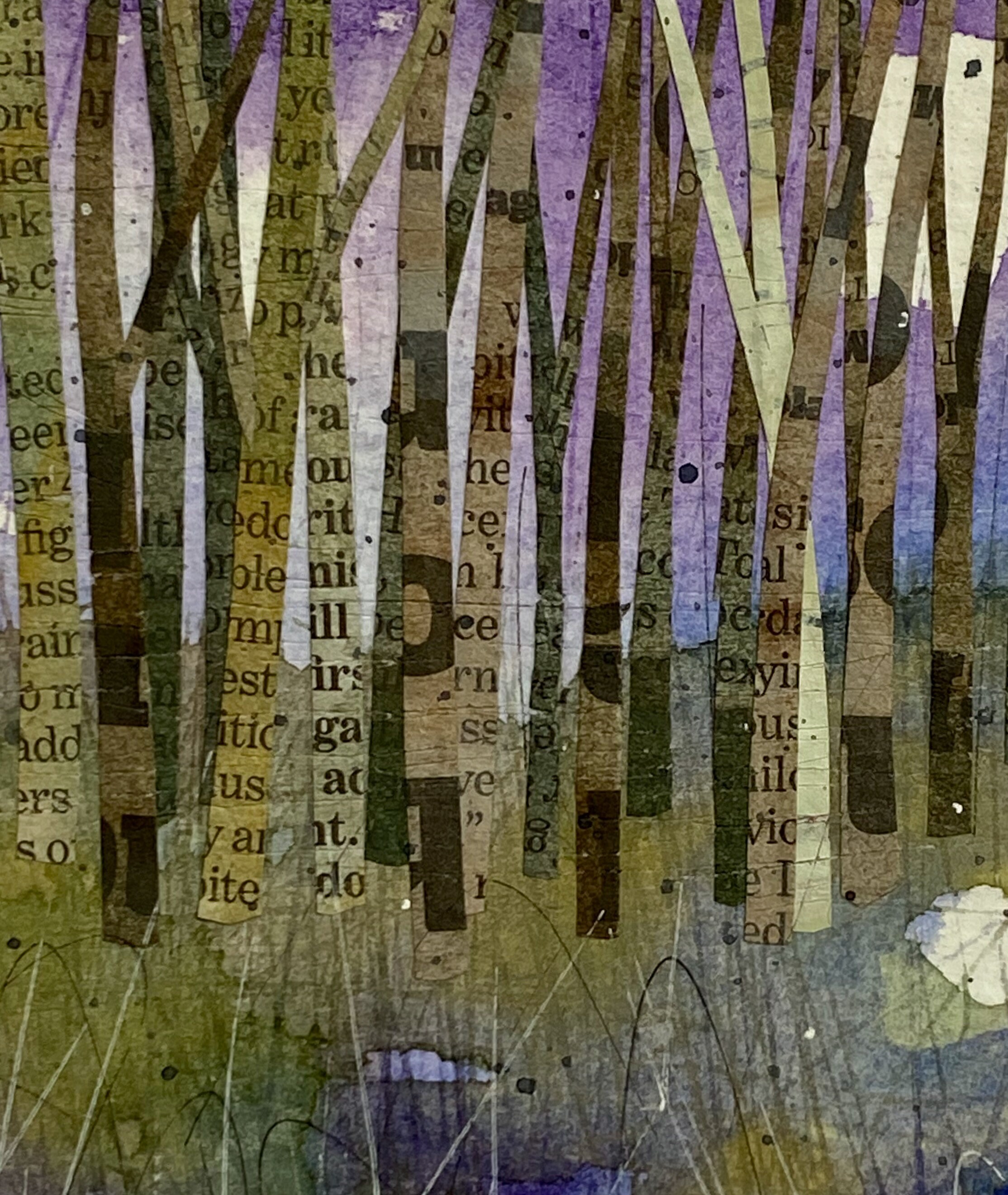 Paper Collage Trees Painting Original Small Wall Art Purple - Etsy