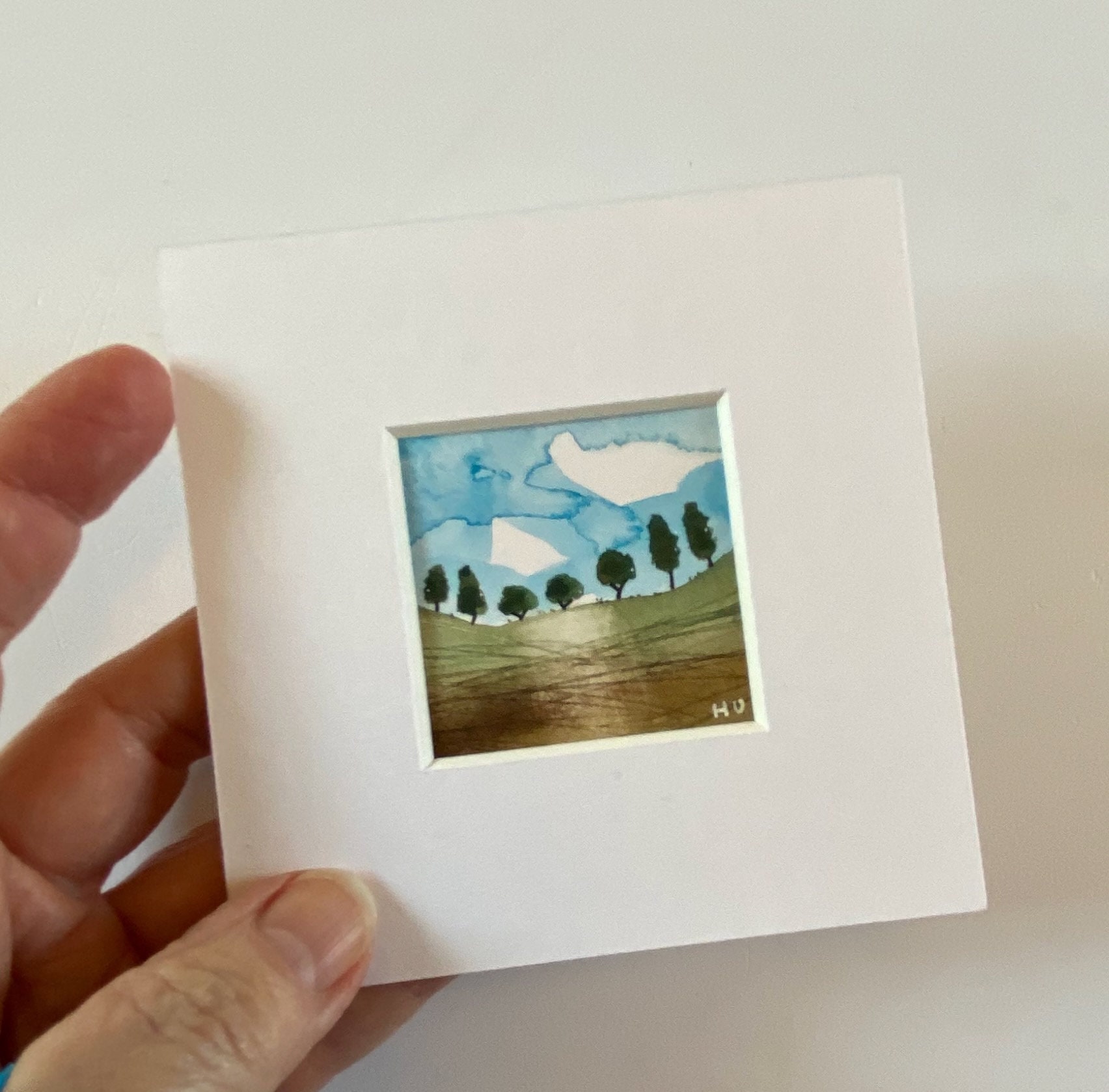 Tiny Original Watercolour Trees Landscape Painting, Unique Miniature ...