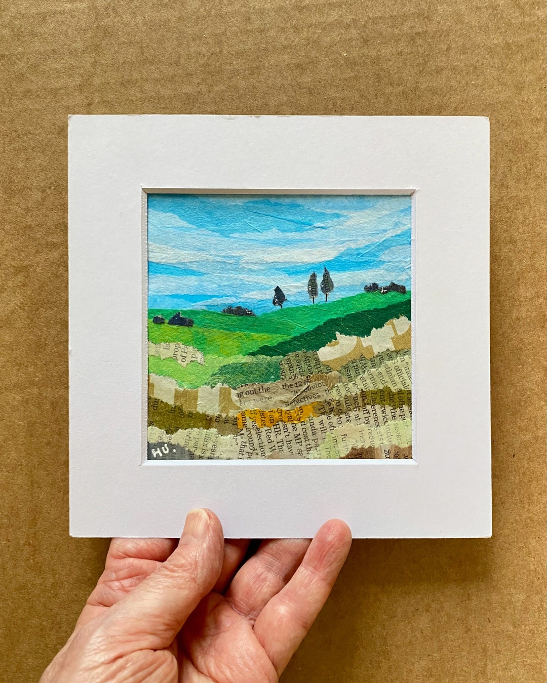 Small Collage Abstract Landscape Wall Art, Colourful Original ...