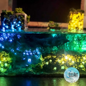 Wooden Light Box, Diorama Sailing on the Sea, Resin Night Light , Ocean ...