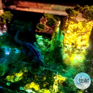 Wooden Light Box, Diorama Sailing on the Sea, Resin Night Light , Ocean ...