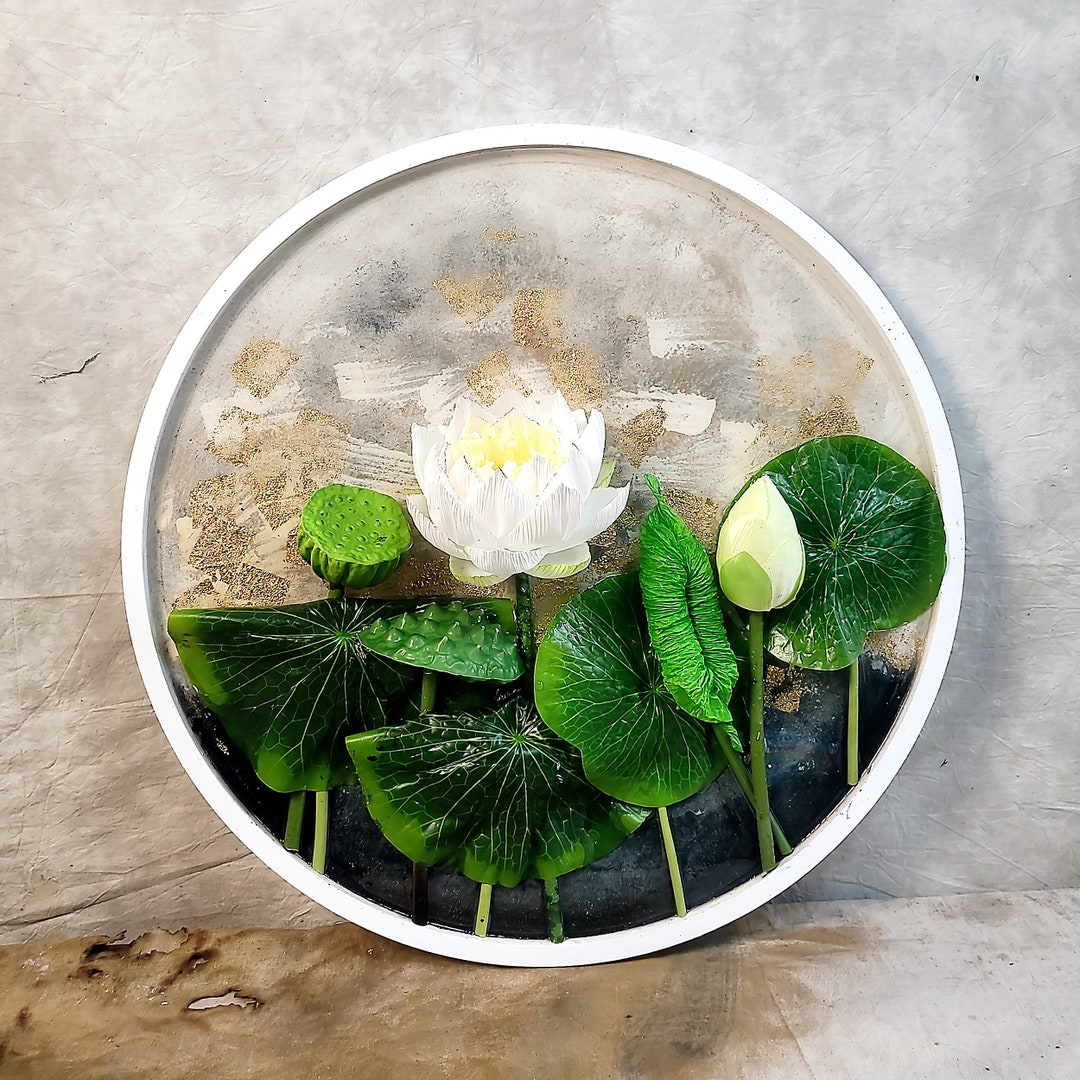 Resin Lotus Painting, Realistic Depiction of Lotus Flowers,resin ...