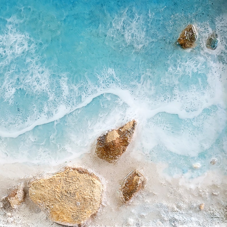 Resin Beach Art, Epoxy Art, Resin Art, Beach Decor, Seascape, Coastal ...
