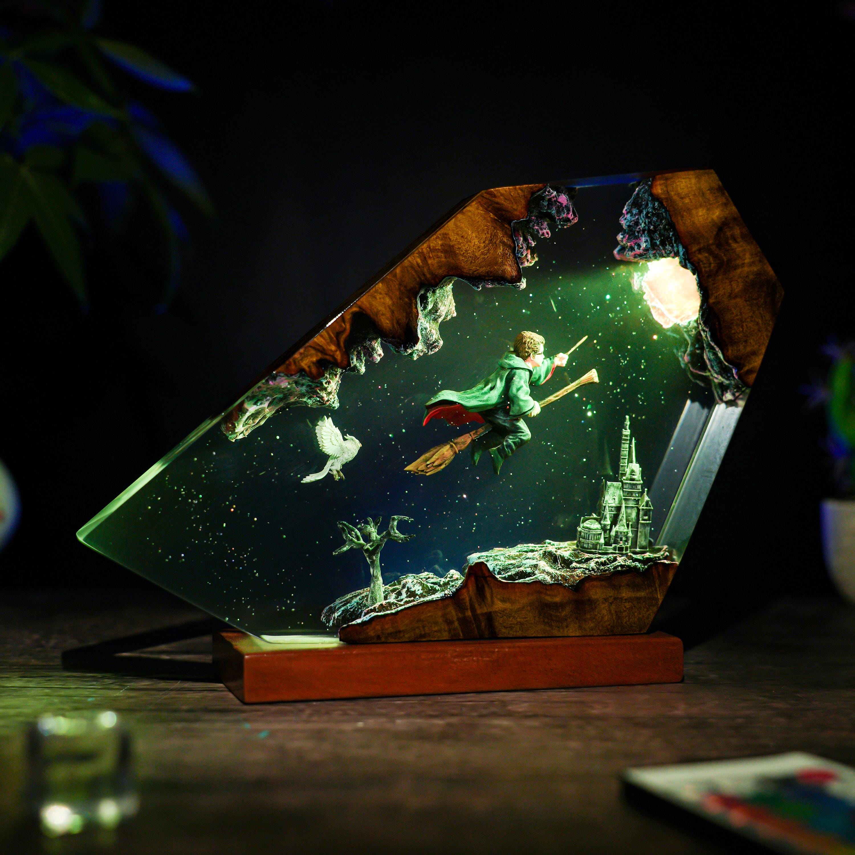 Diorama Wizard Boy Flying Lamp, Magic Castle, Halloween Gift, Unique ...
