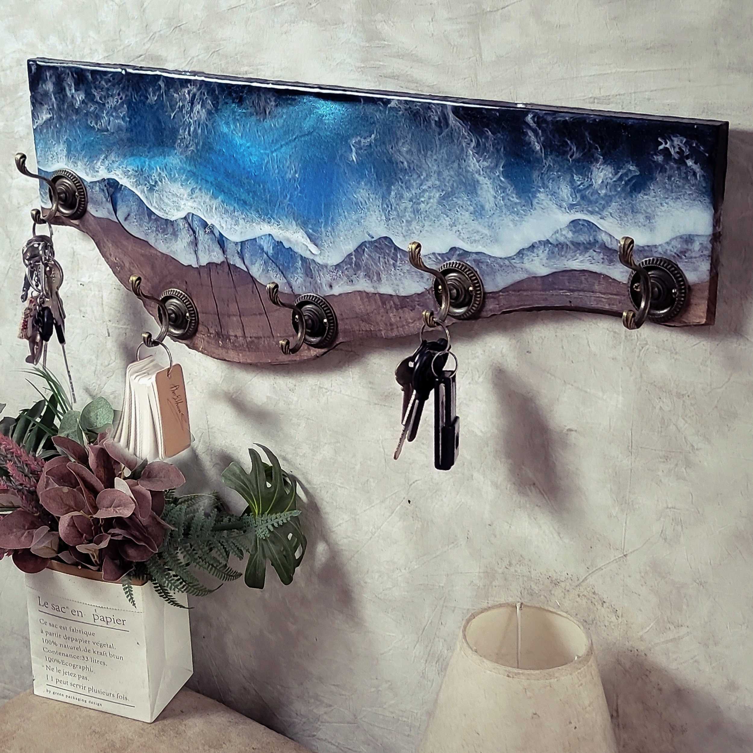 3D Ocean Wave Wall Mount , Decorate the Wall , Custom Ocean Key Holder ...