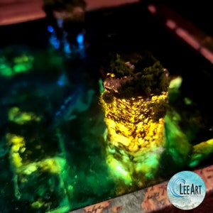 Wooden Light Box, Diorama Sailing on the Sea, Resin Night Light , Ocean ...