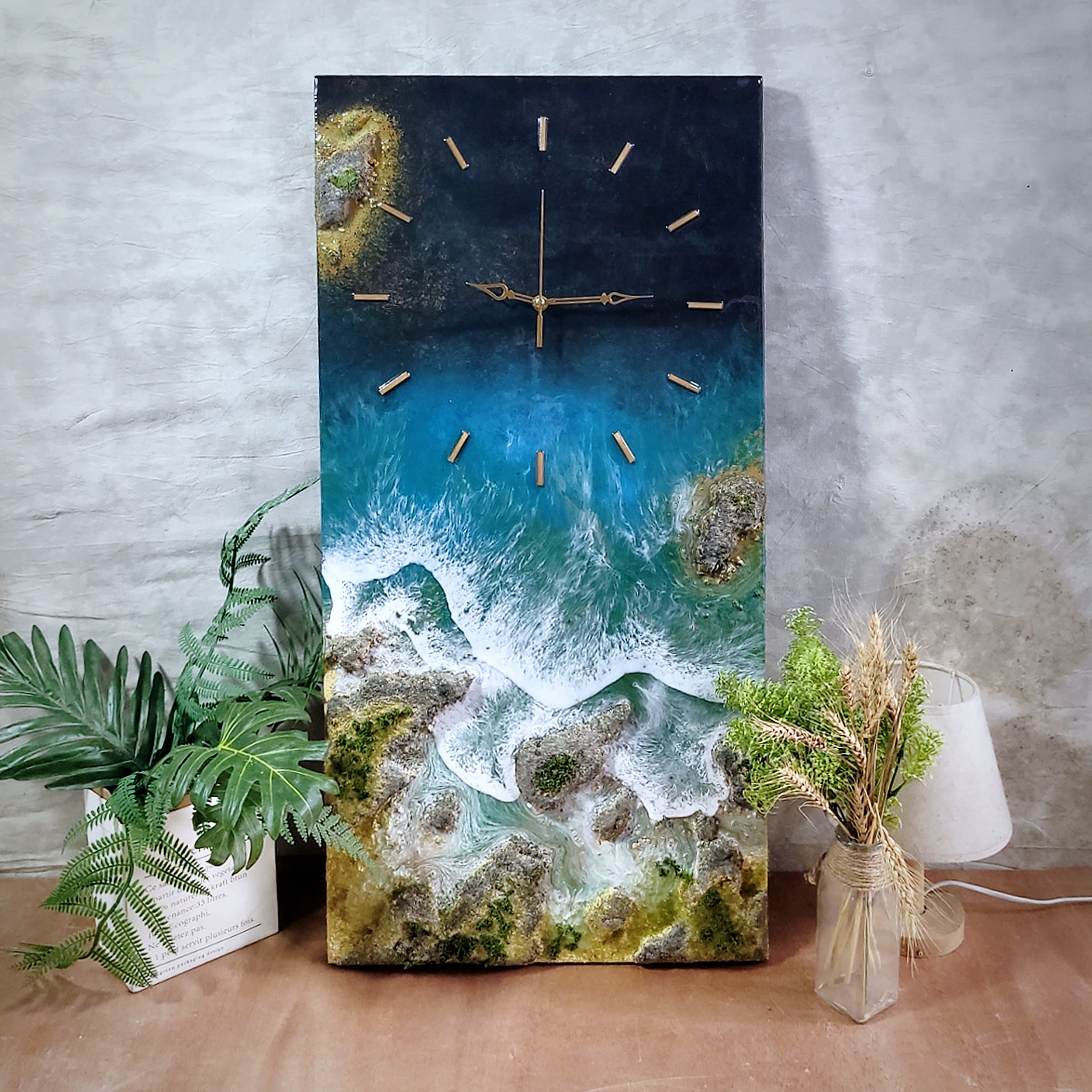 Epoxy Resin Wall Clock With Ocean Waves| Resin Ocean Clock | Beach ...