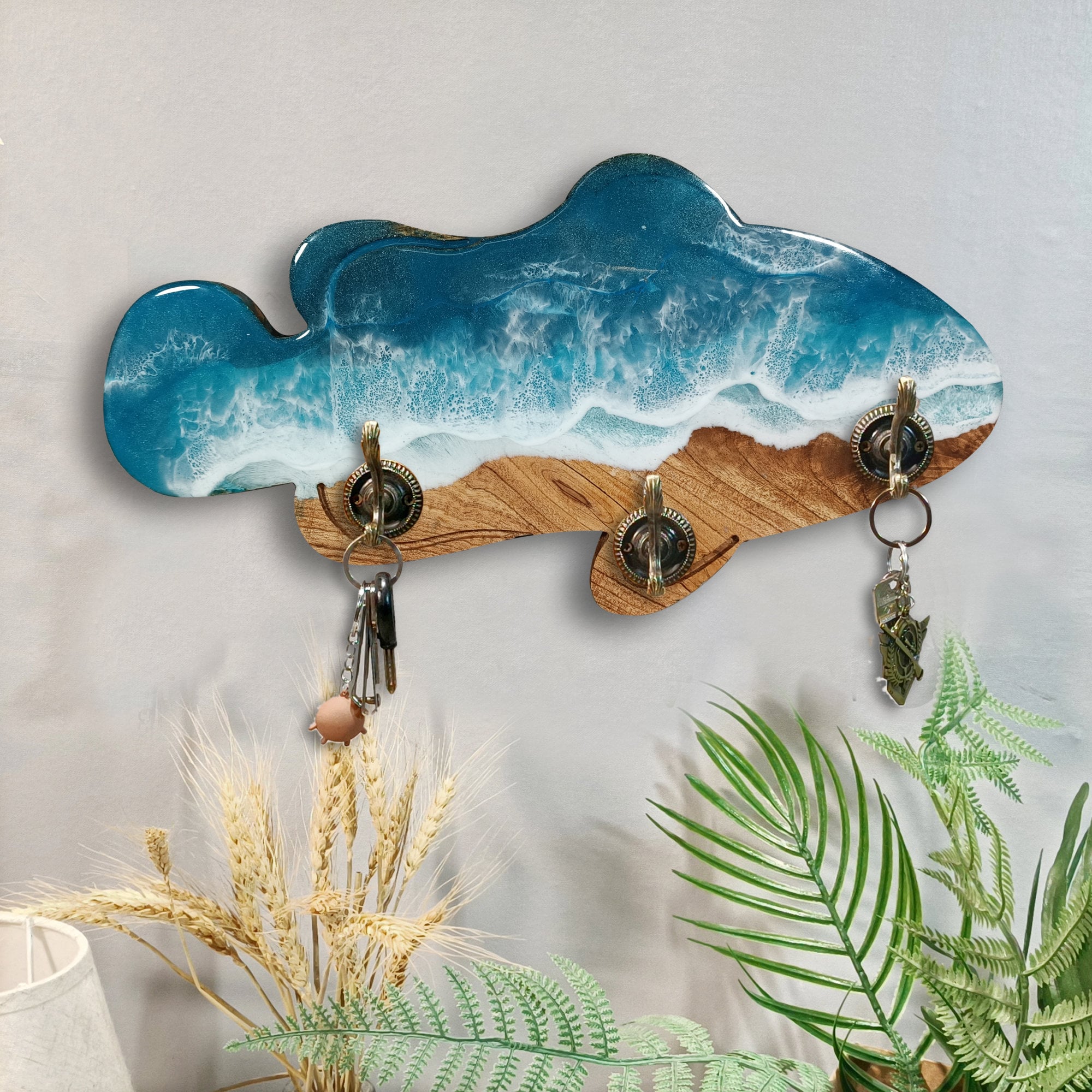 Custom Ocean Key Holder Beach Themed Key Hanger Resin Ocean - Etsy