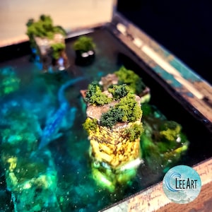 Wooden Light Box, Diorama Sailing on the Sea, Resin Night Light , Ocean ...