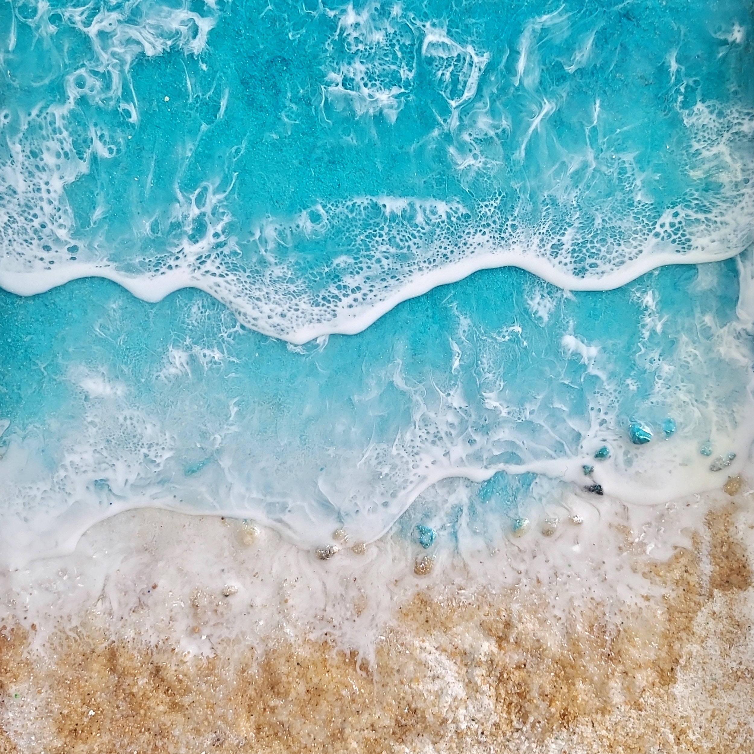 Resin Painting Ocean, Plastic Beach Art, Nautical Beach Decor, Resin ...