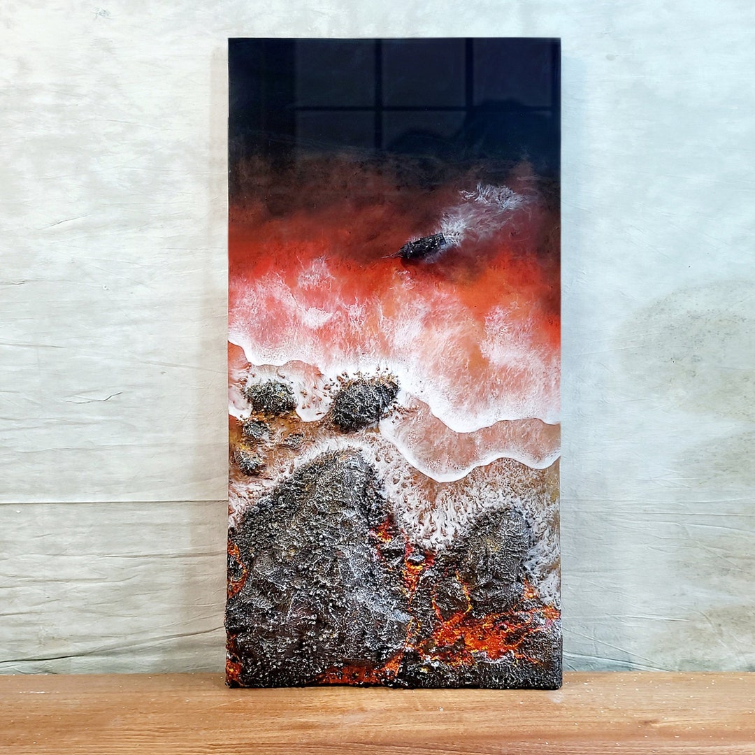 Custom Resin Painting, Large Ocean Wave Resin Art, Art Resin Sea Epoxy ...