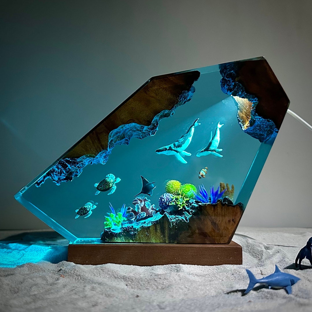 Couple Giant Humpback Whale and Turtle Resin Lamp, Custom Resin Night ...