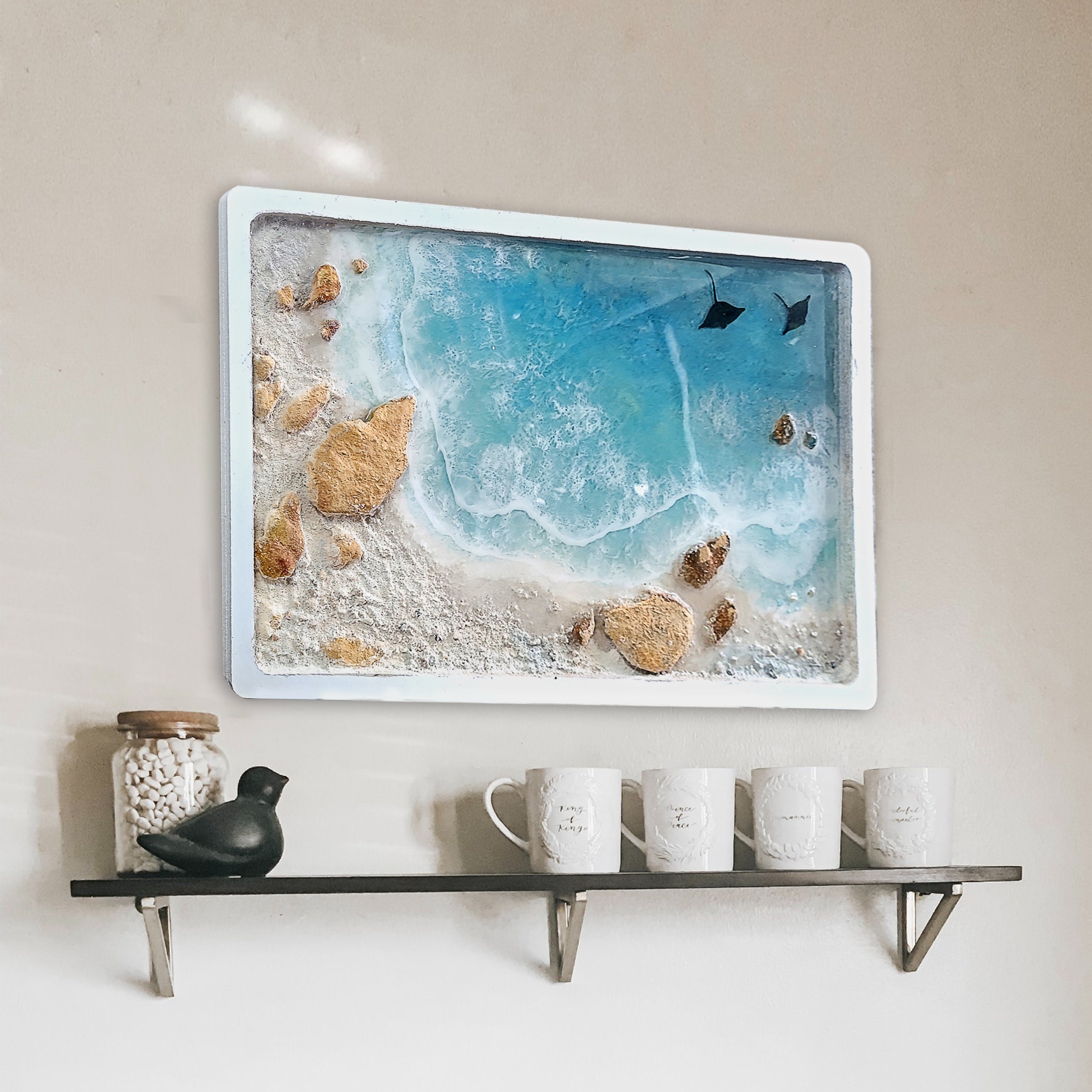 Resin Beach Art, Epoxy Art, Resin Art, Beach Decor, Seascape, Coastal ...