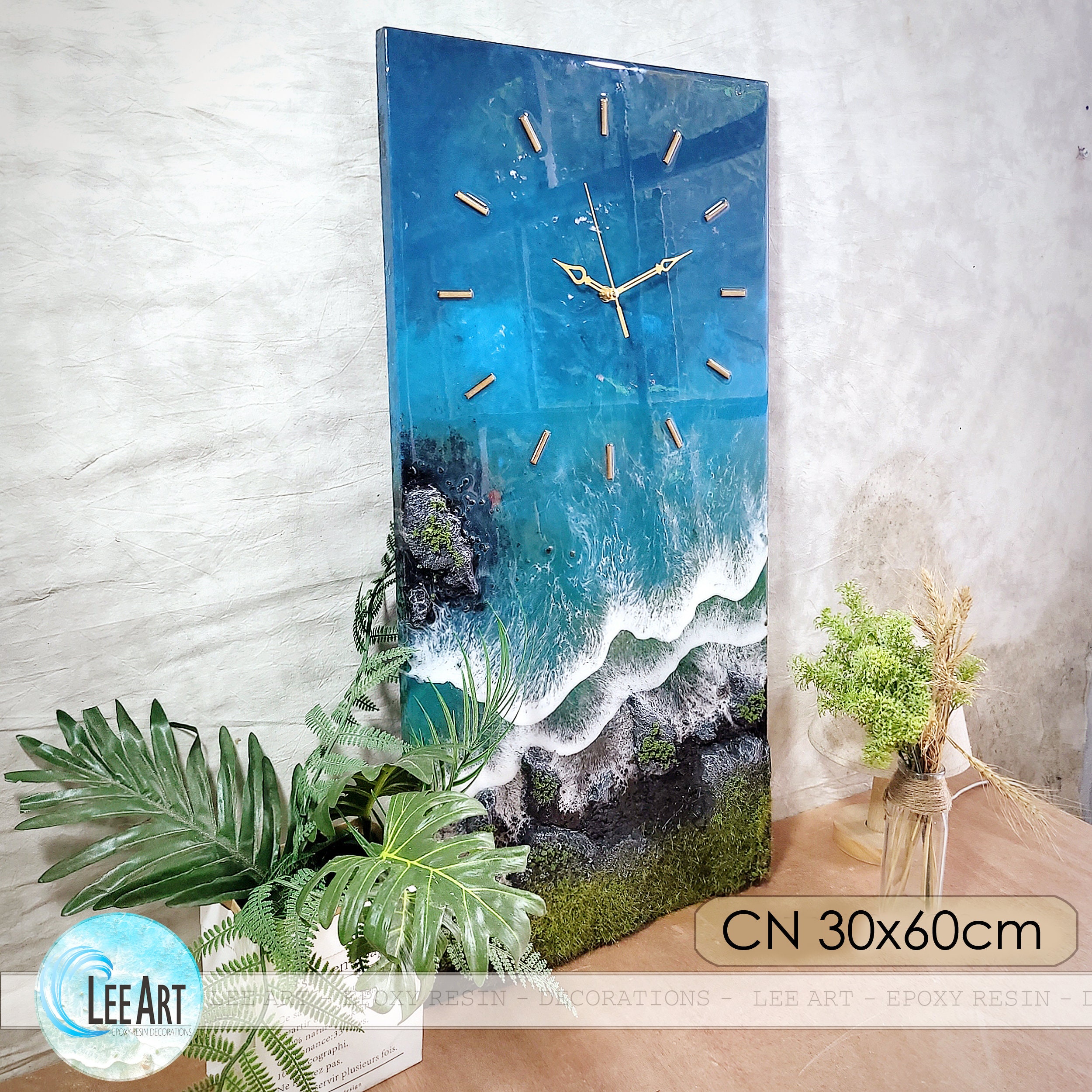 Epoxy Resin Wall Clock With Ocean Waves Resin Ocean Clock Beach Clock ...