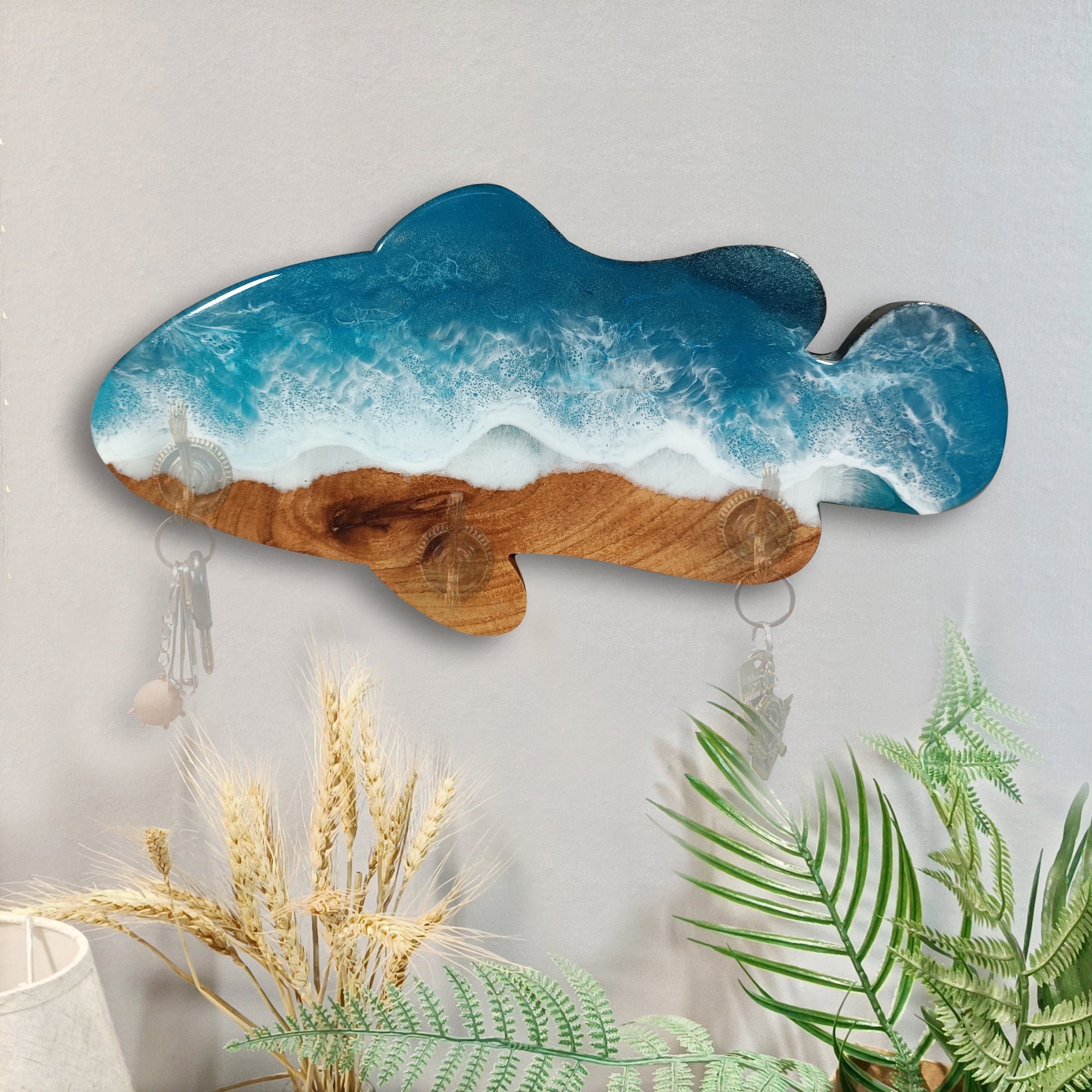 Custom Ocean Key Holder Beach Themed Key Hanger Resin Ocean - Etsy