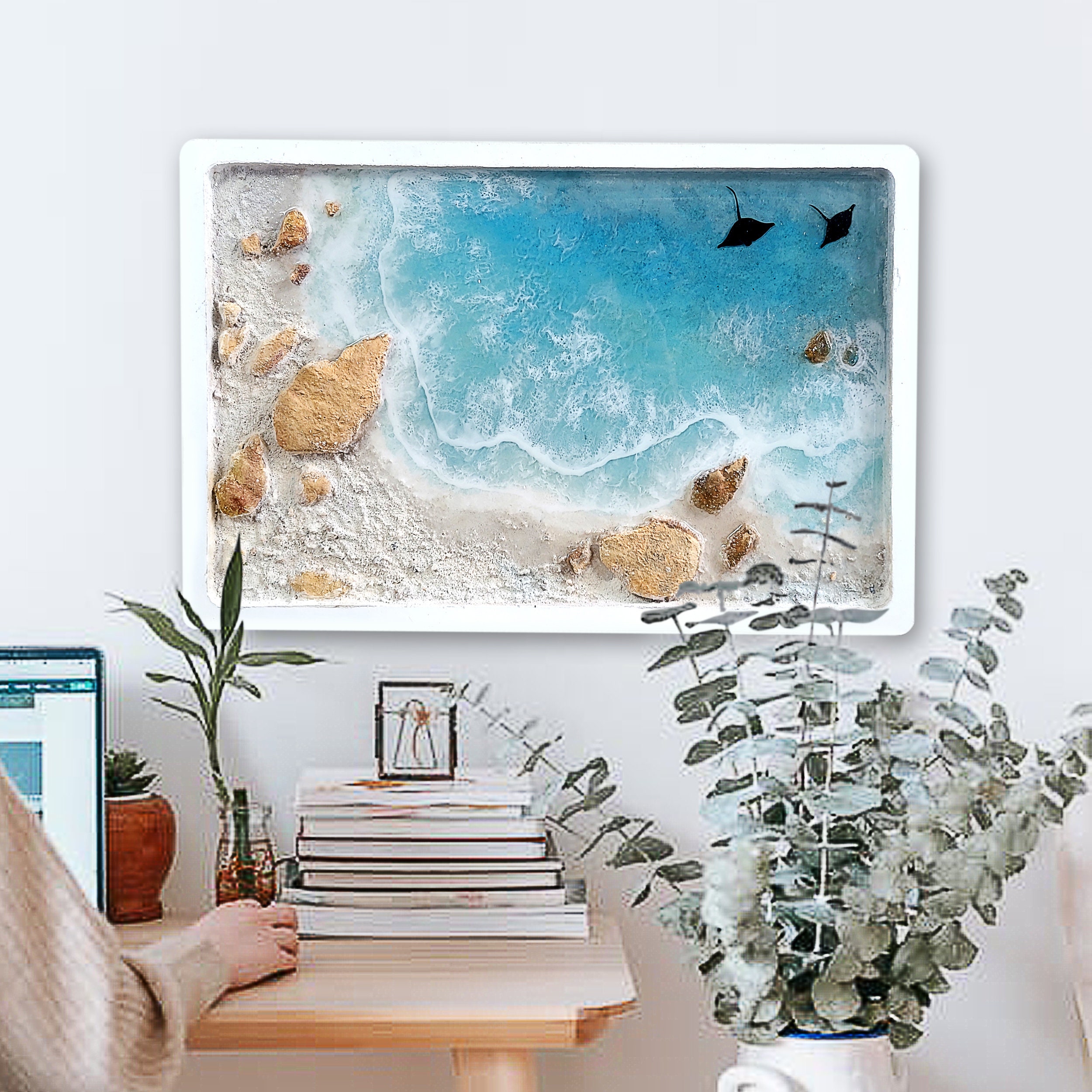 Resin Beach Art, Epoxy Art, Resin Art, Beach Decor, Seascape, Coastal ...