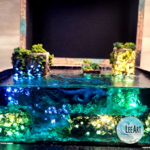 Wooden Light Box, Diorama Sailing on the Sea, Resin Night Light , Ocean ...