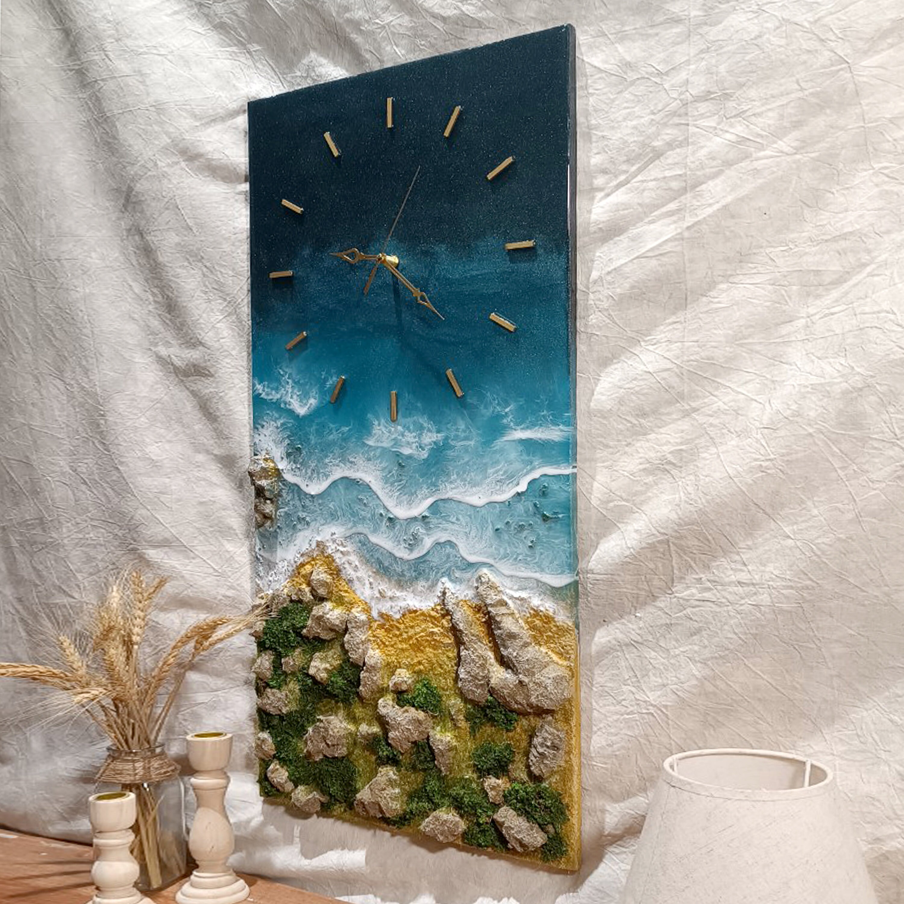 Epoxy Resin Wall Clock With Ocean Waves Resin Ocean Clock - Etsy