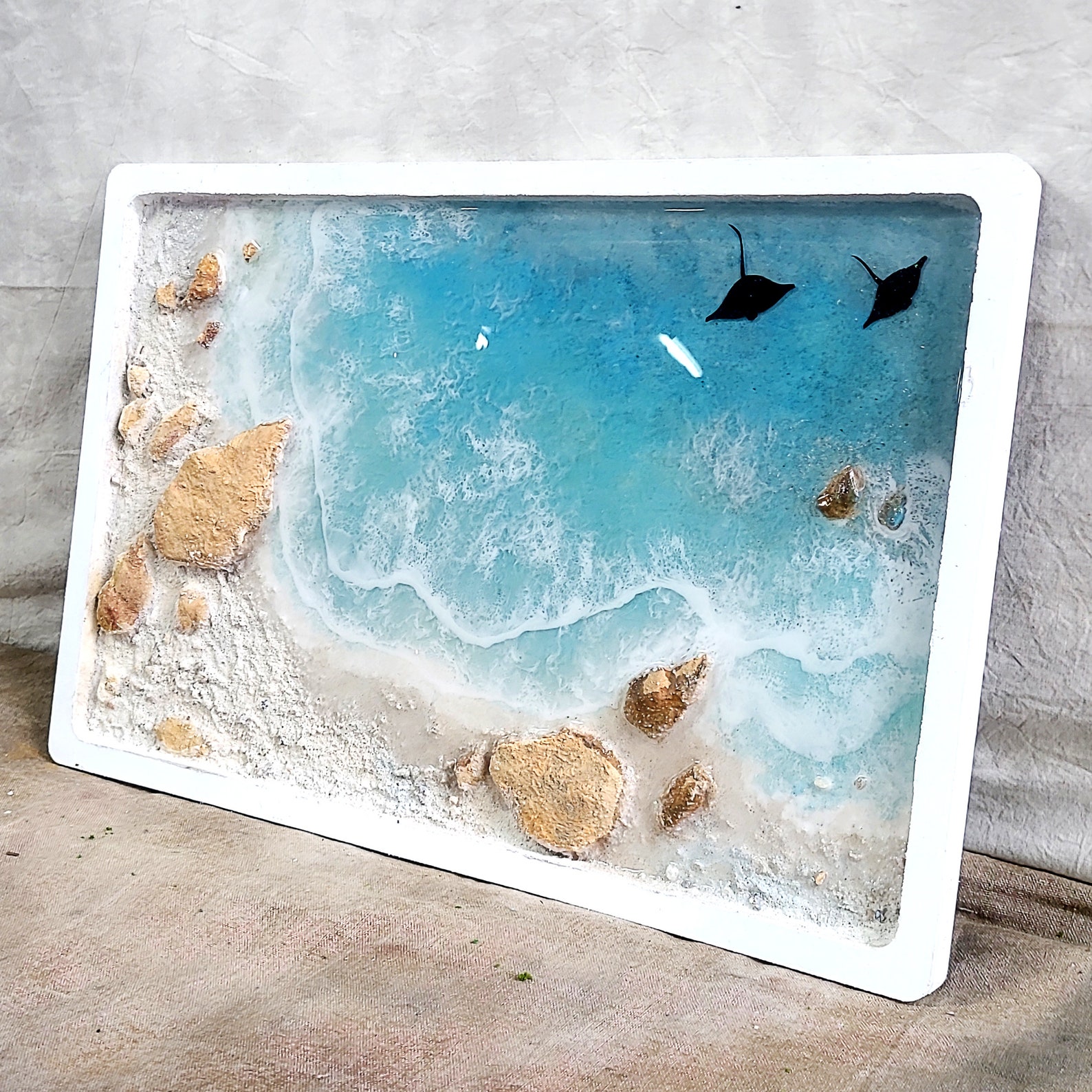 Resin Beach Art, Epoxy Art, Resin Art, Beach Decor, Seascape, Coastal ...