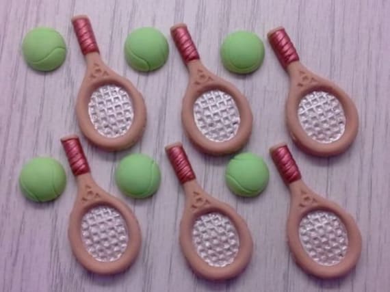 12 Tennis Racket Bats & Balls Edible Sugar Paste Cupcake - Etsy