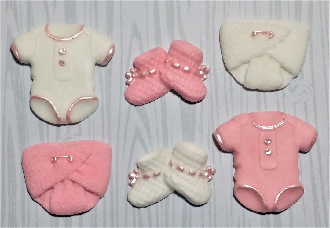 6 Baby Girl Vest Nappy Booties Edible Sugar Paste Cookie & Cup - Etsy