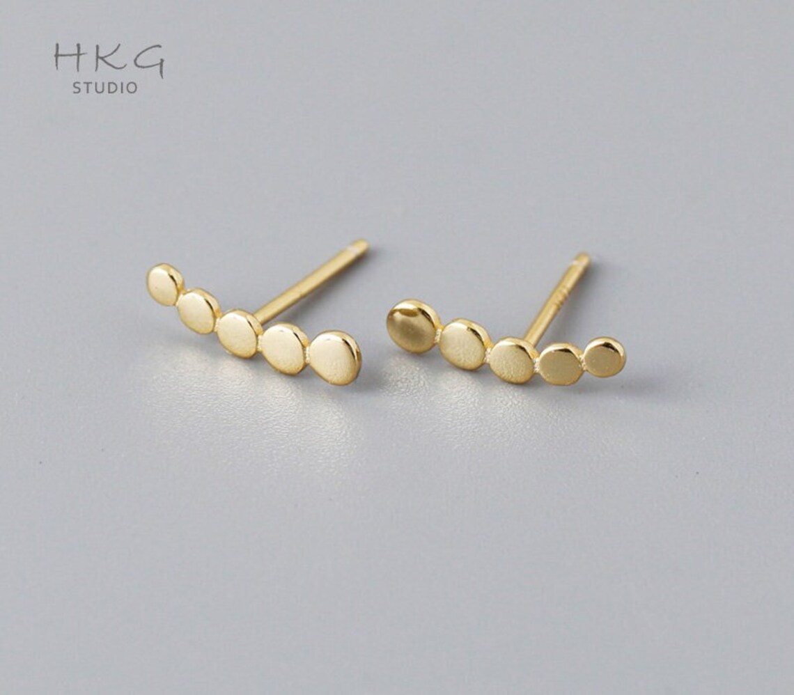 Climber Earrings, Ear Climber, Ear Crawler, Curved Bar Stud, Dainty Ear ...