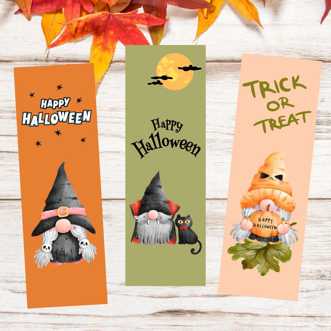 Halloween Bookmarks to Print | Set of 3 PDF Download | Vampire Gnome ...