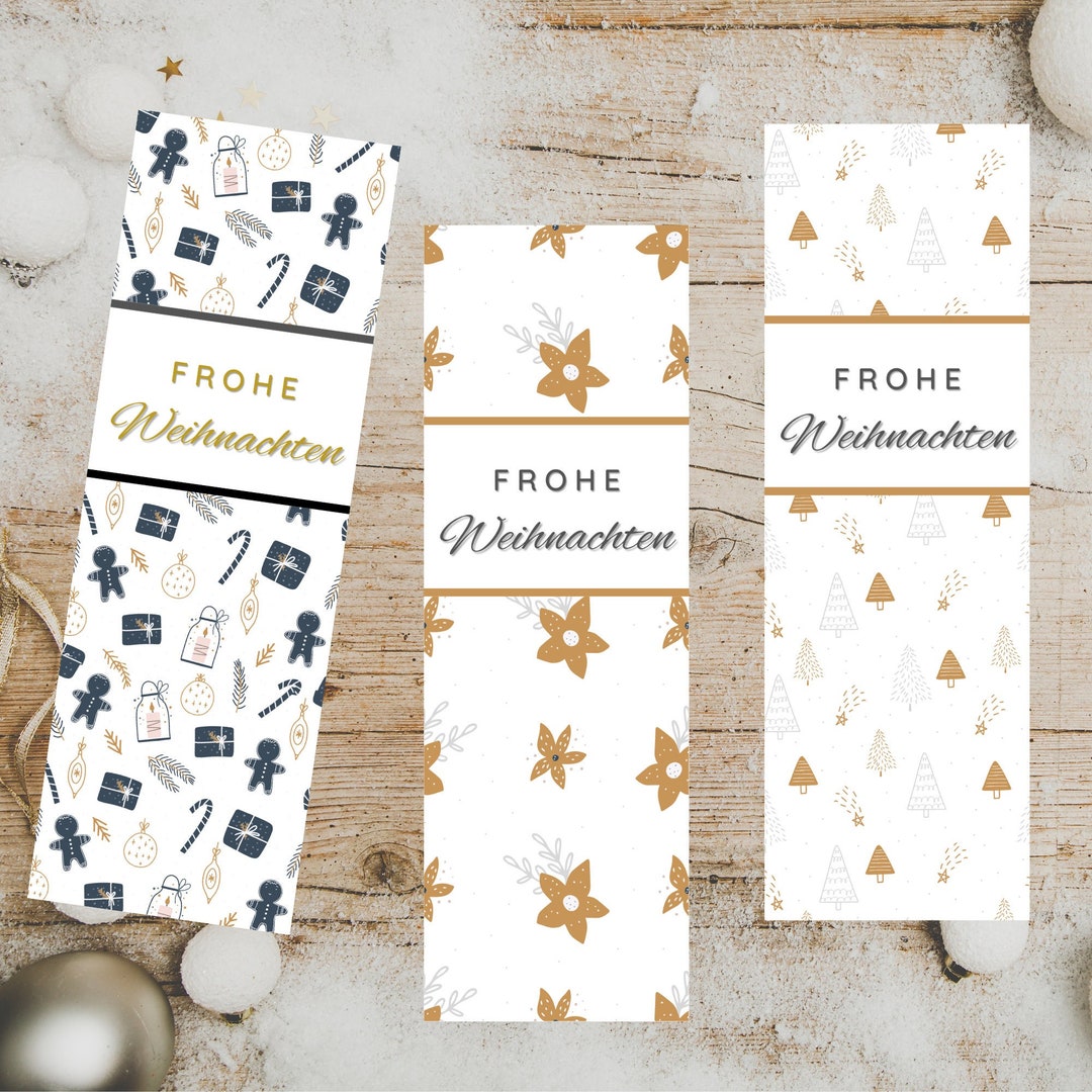 Christmas Bookmarks, Gift Tags to Print, Set of 3, Christmas Greeting ...