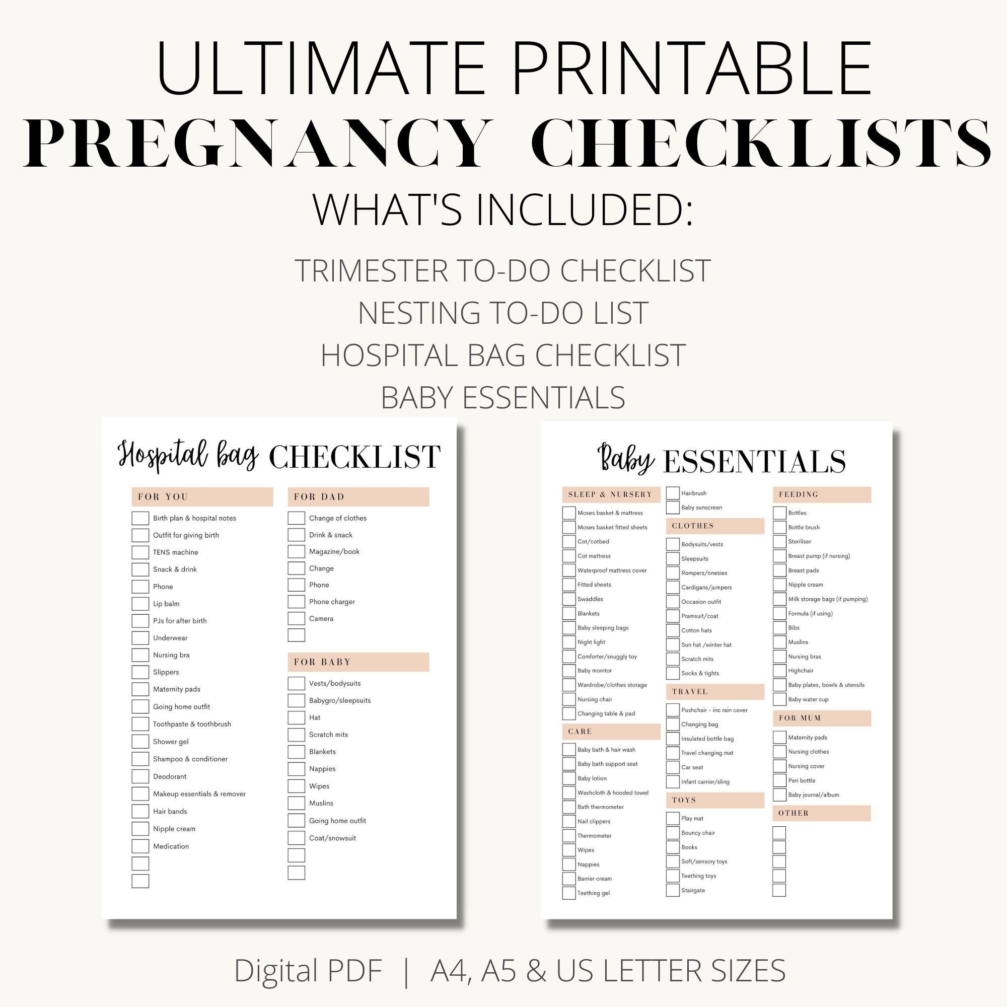 Pregnancy Checklists Bundle Printable Pregnancy to Do Lists - Etsy ...