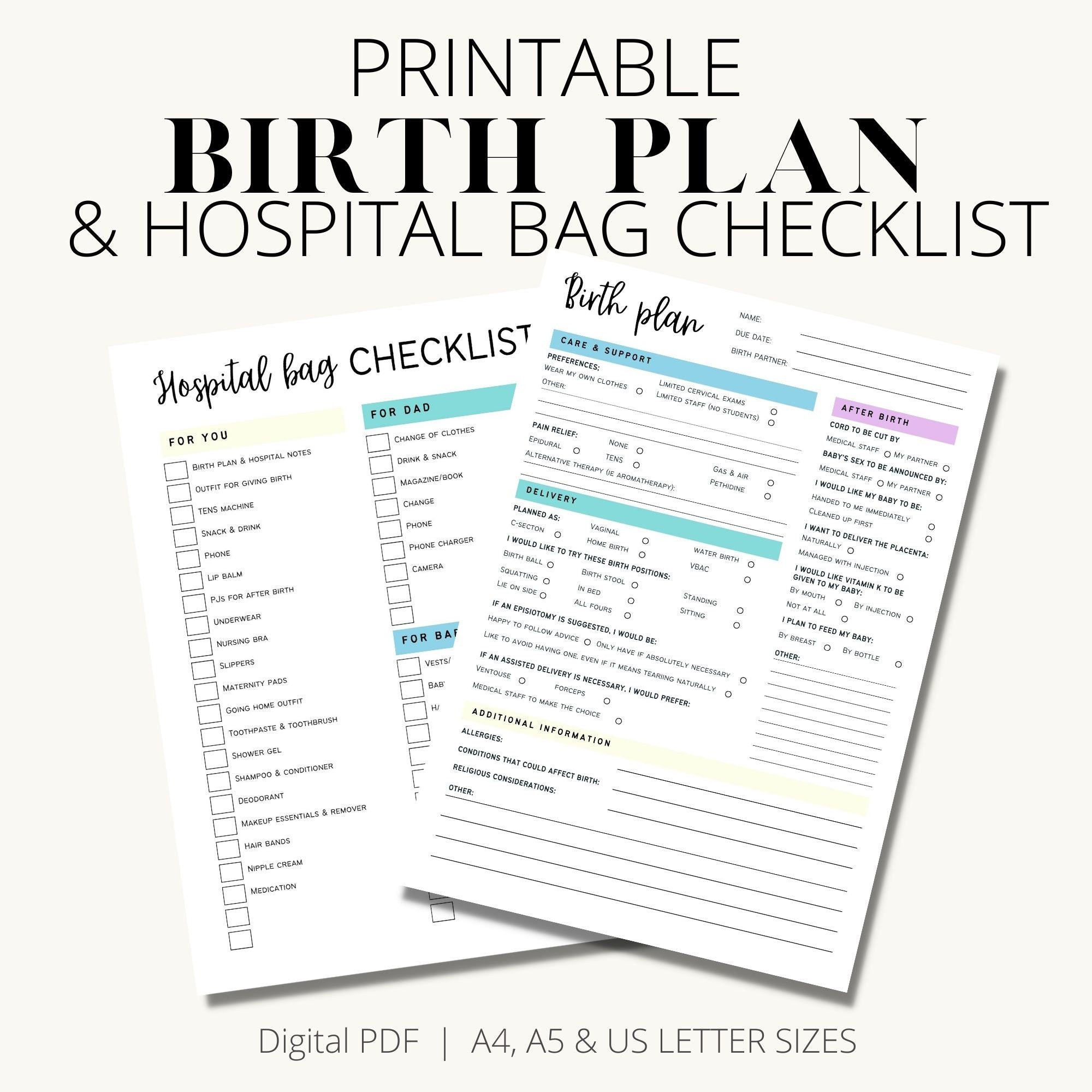 Plan de Parto Imprimible / Preferencias / Colores Arco Iris Pastel ...