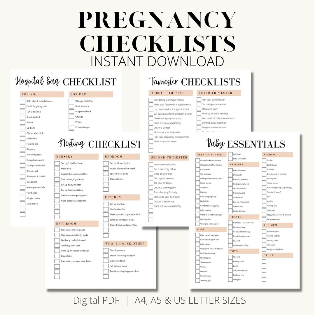 Pregnancy Checklists Bundle Printable Pregnancy to Do Lists - Etsy ...