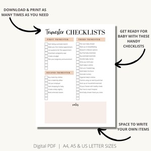 Pregnancy Checklists Bundle Printable, Pregnancy to Do Lists PDF ...