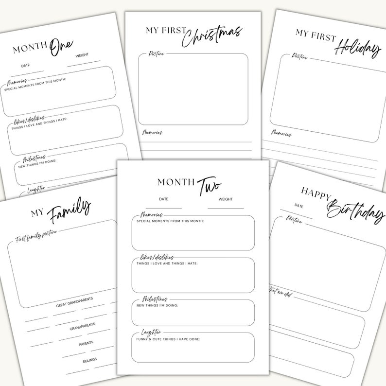 Baby Book, Printable Baby Book Pages, Baby Memory Book, Baby Book First ...