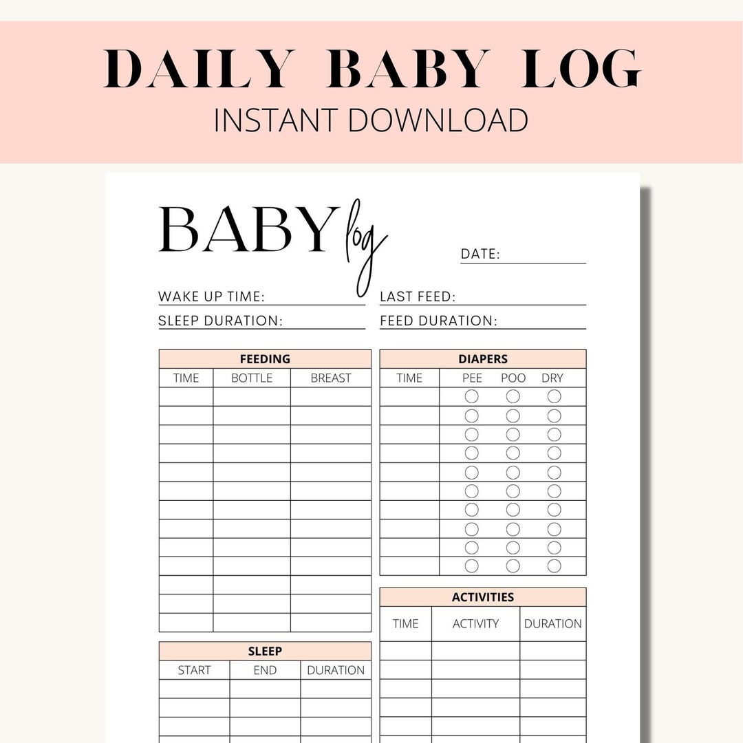 Baby Tracker, One Page Printable Baby Log, Daily Baby Log, Babysitter ...