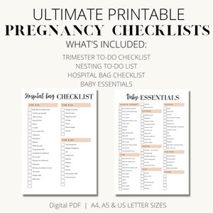 Pregnancy Checklists Bundle Printable, Pregnancy to Do Lists PDF ...