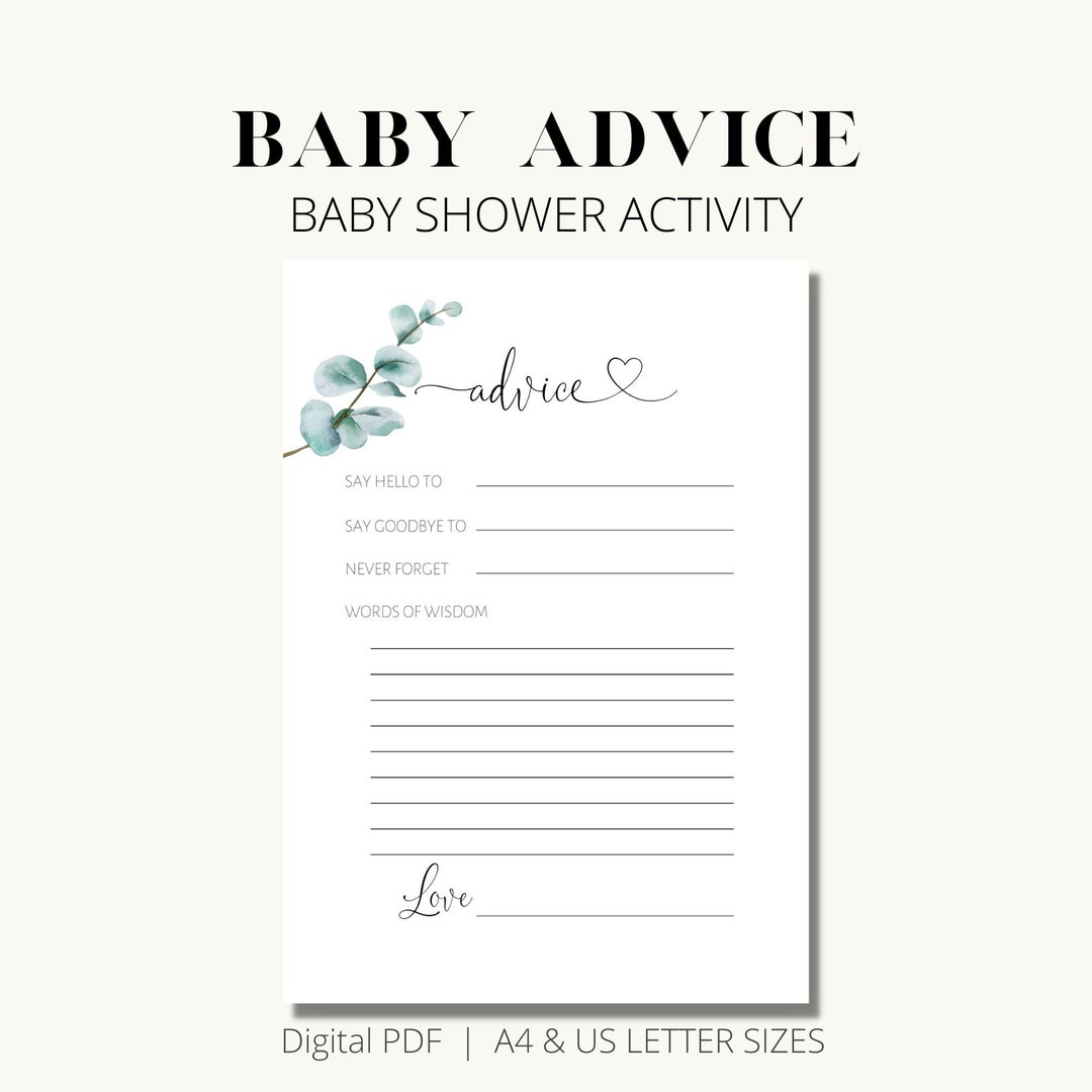 Baby Advice Cards, Printable Baby Shower Activity, Baby Shower Advice ...