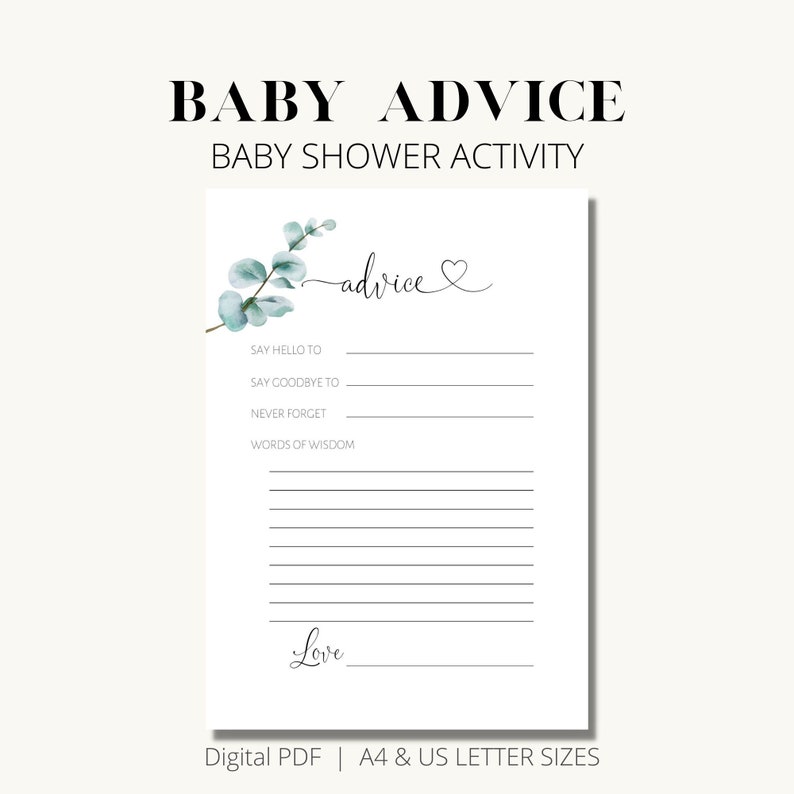 Baby Advice Cards, Printable Baby Shower Activity, Baby Shower Advice ...