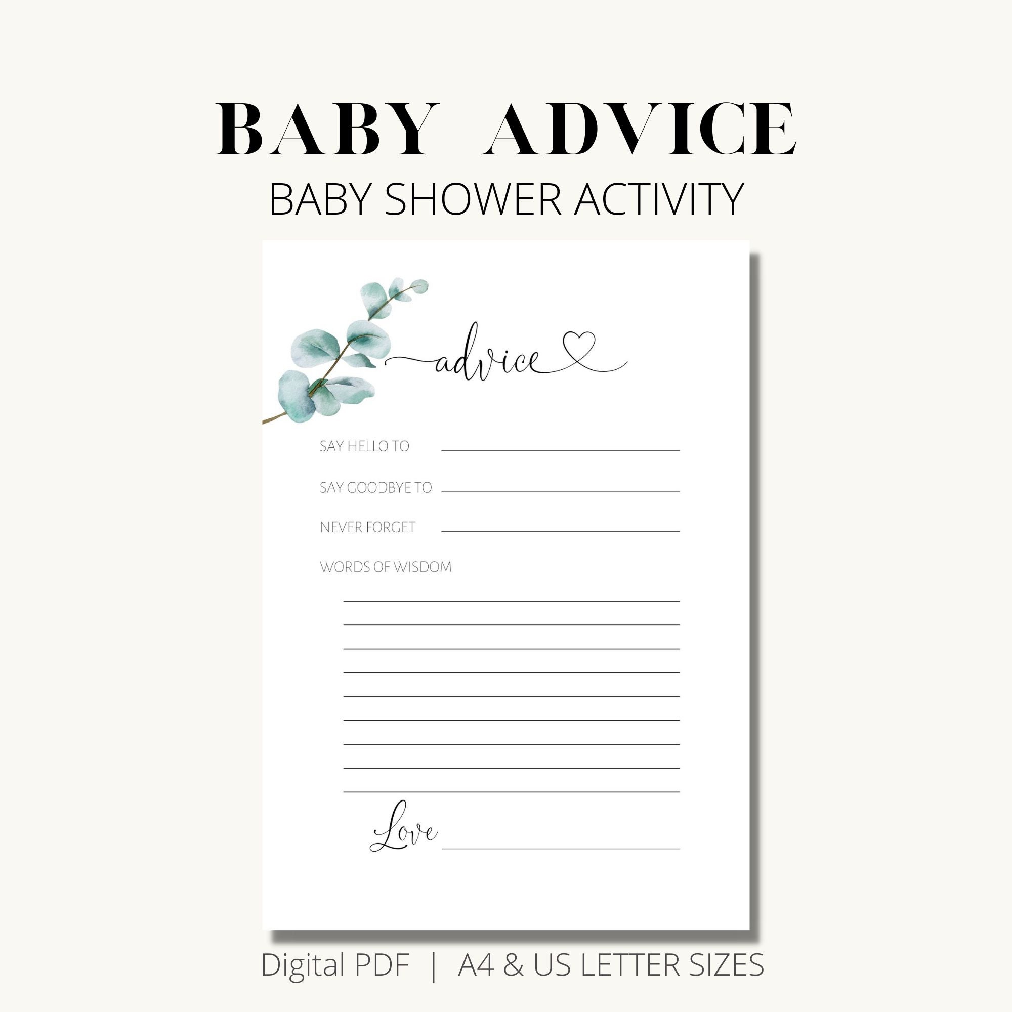 Baby Advice Cards, Printable Baby Shower Activity, Baby Shower Advice ...