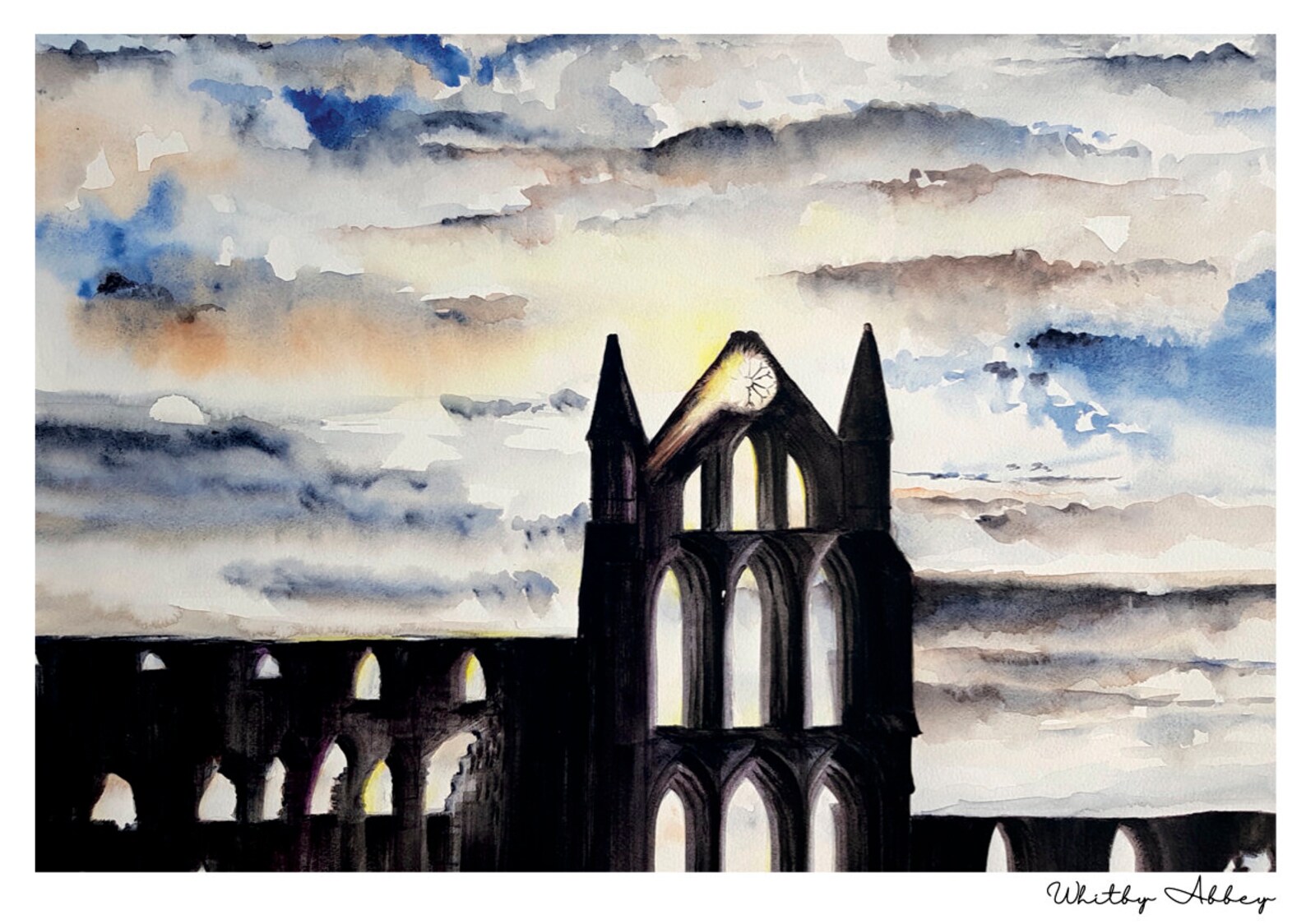 Whitby Abbey Print of a Watercolour Painting - Etsy