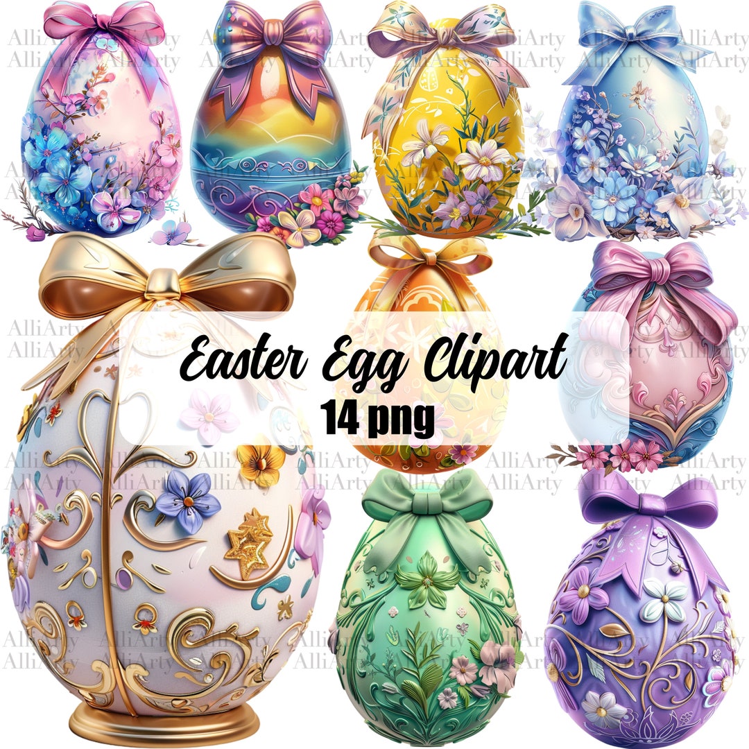 Elegant Easter Eggs Clipart 14 Png, Easter Bundle, Easter Graphics ...